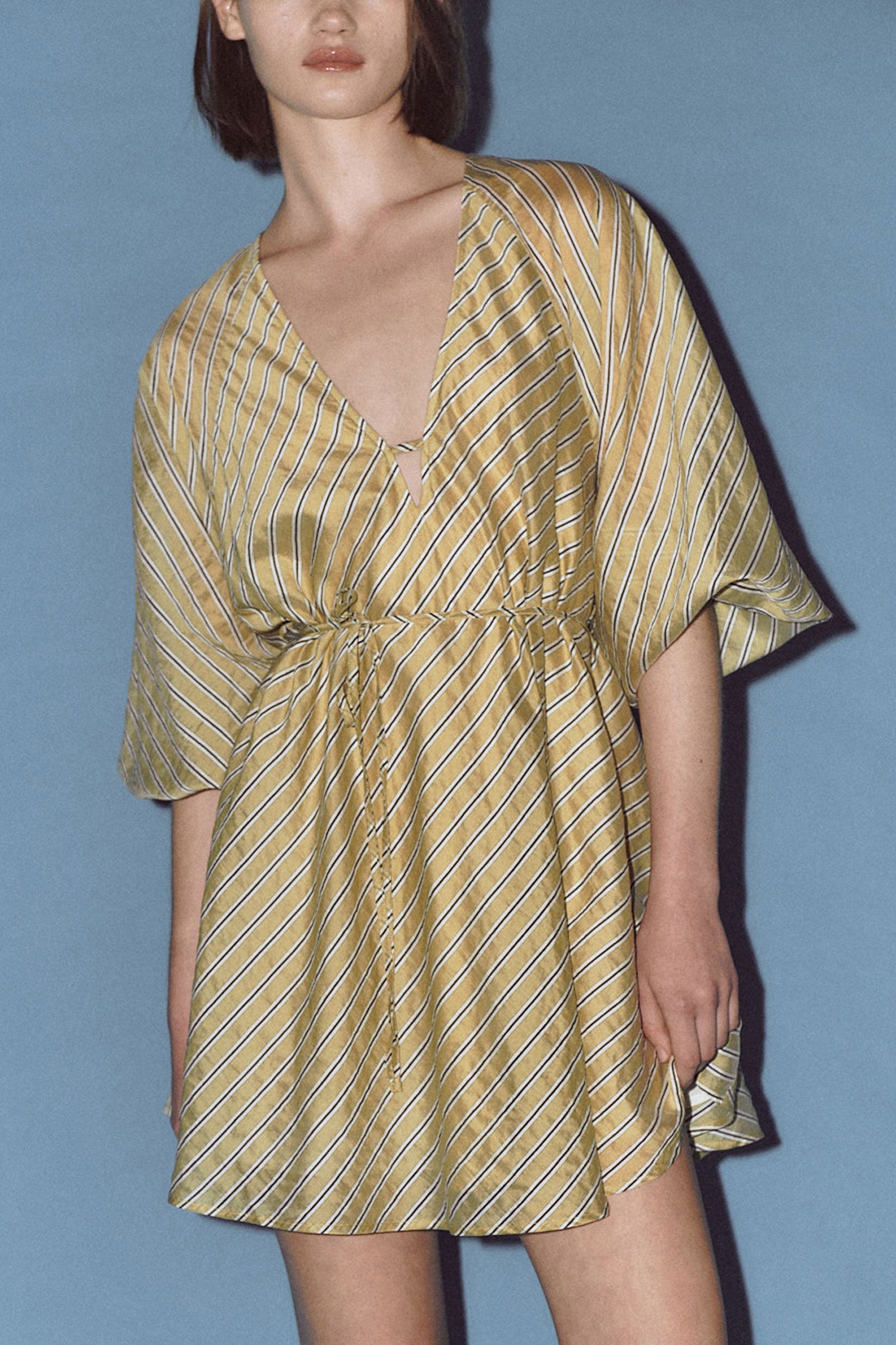 ROWIE The Label - Amelia Striped Mini Dress Pistachio - Dresses