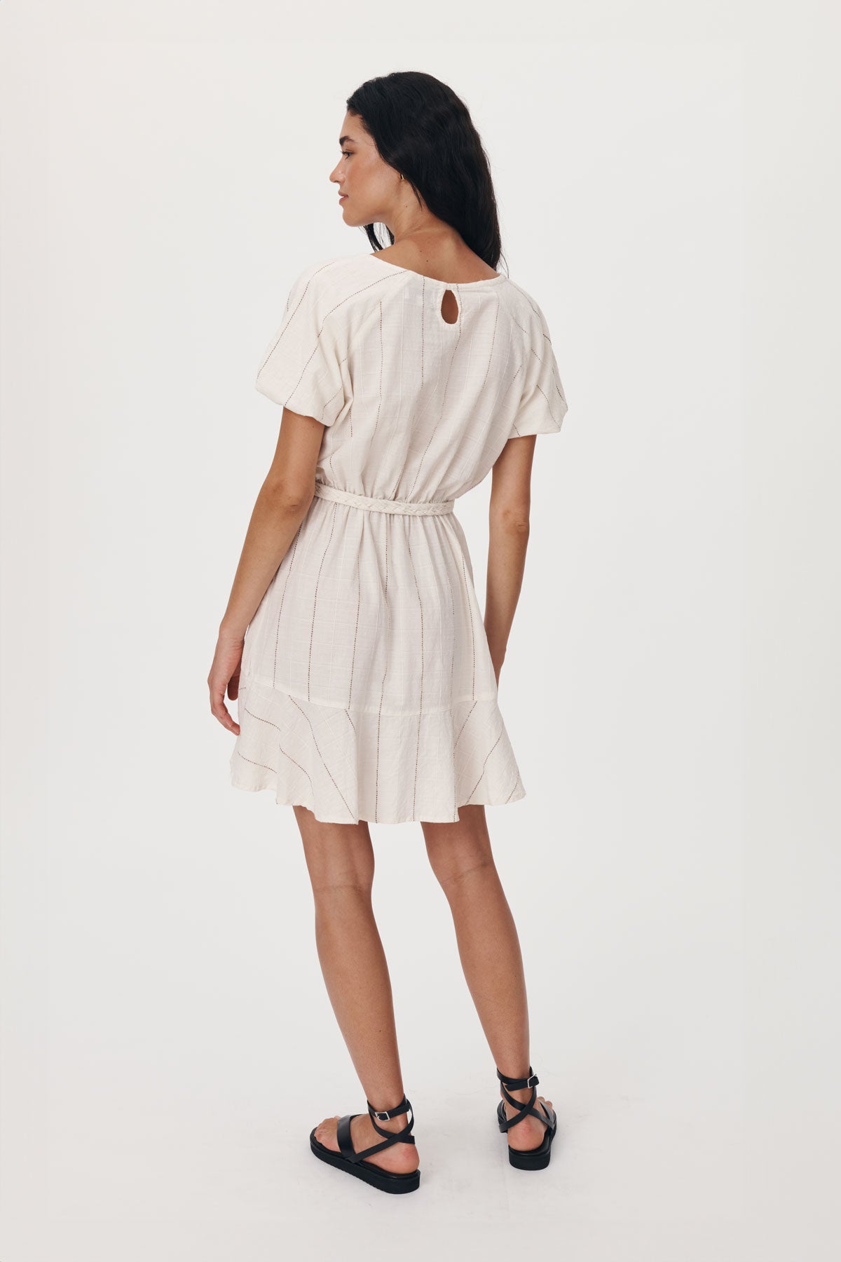 Dara Stripe Mini Dress in Natural | ROWIE Dresses – ROWIE The Label