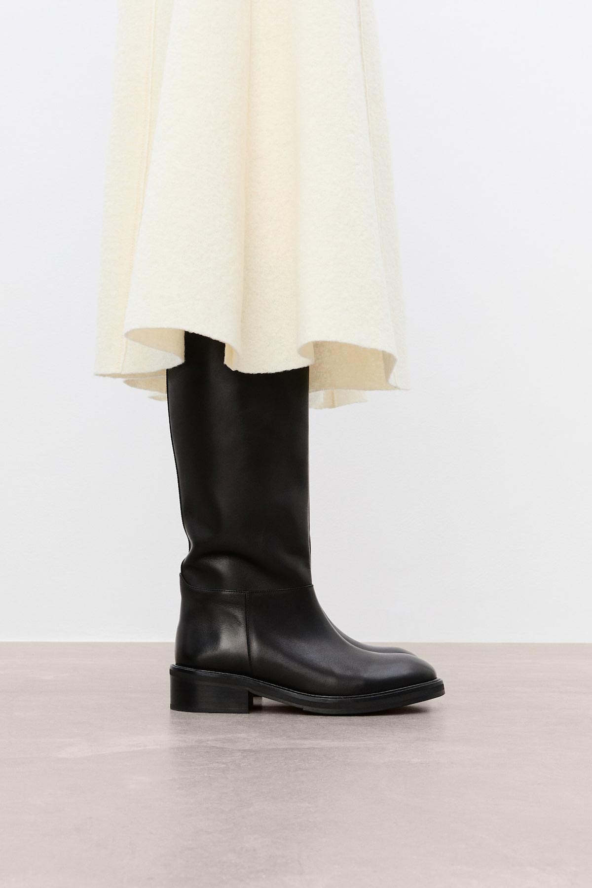 Frances Tall Leather Boot in Noir | Shop Flattered – ROWIE The Label