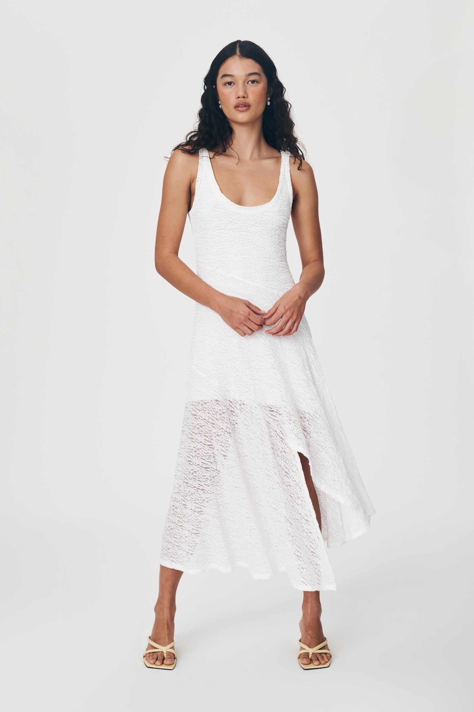 Lorna Lace Midi Dress in Bone | ROWIE Dresses – ROWIE The Label