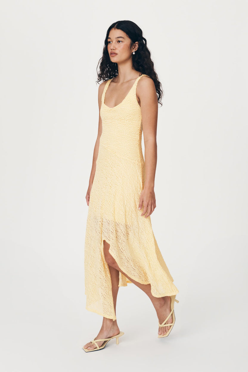 Lorna Lace Midi Dress in Lemon | ROWIE Dresses – ROWIE The Label