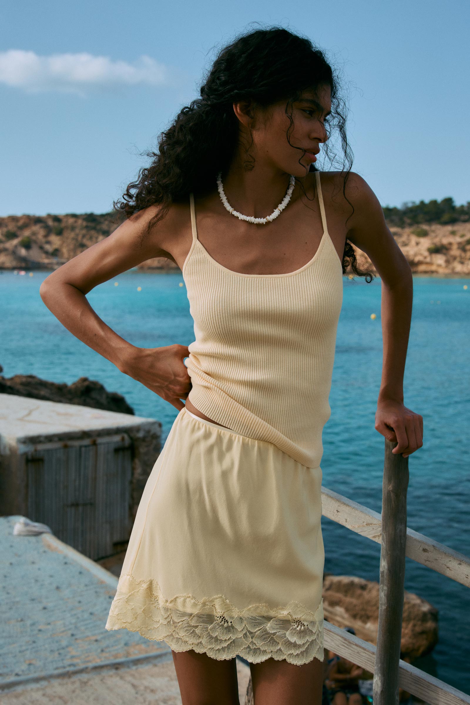 ROWIE The Label - Marina Silk Mini Skirt Lemon - Bottoms