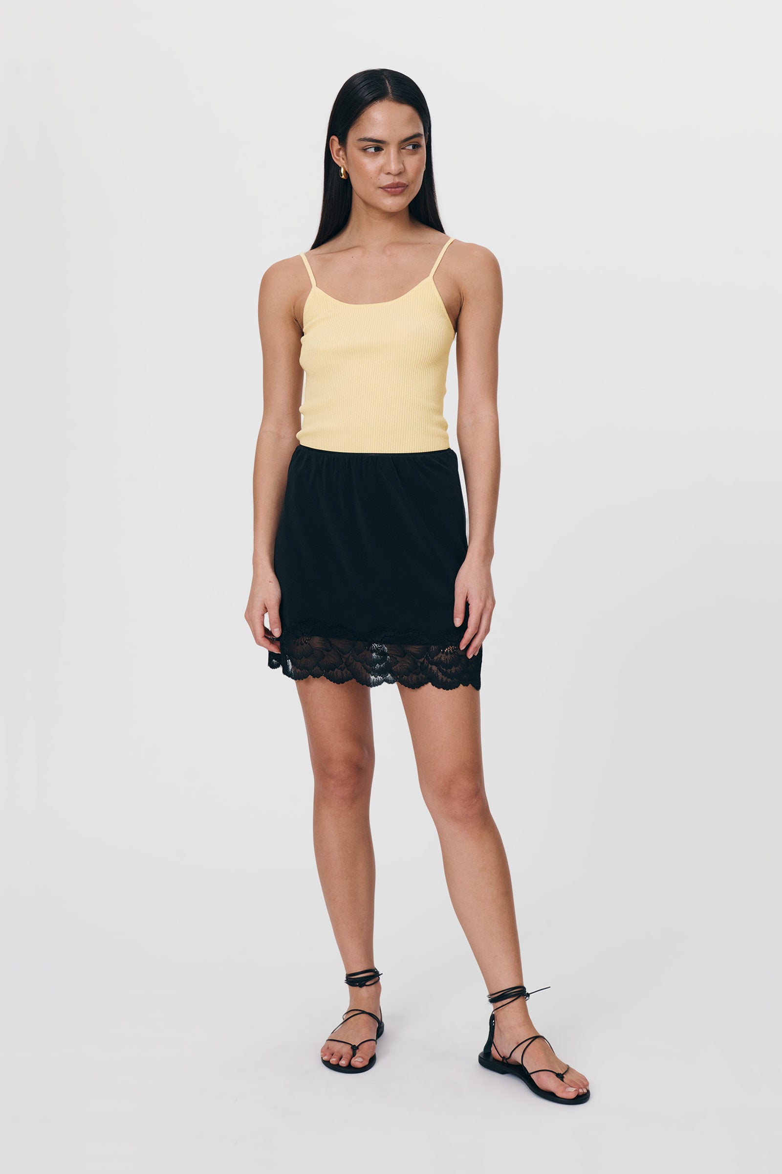 ROWIE The Label - Marina Silk Mini Skirt Noir - Bottoms