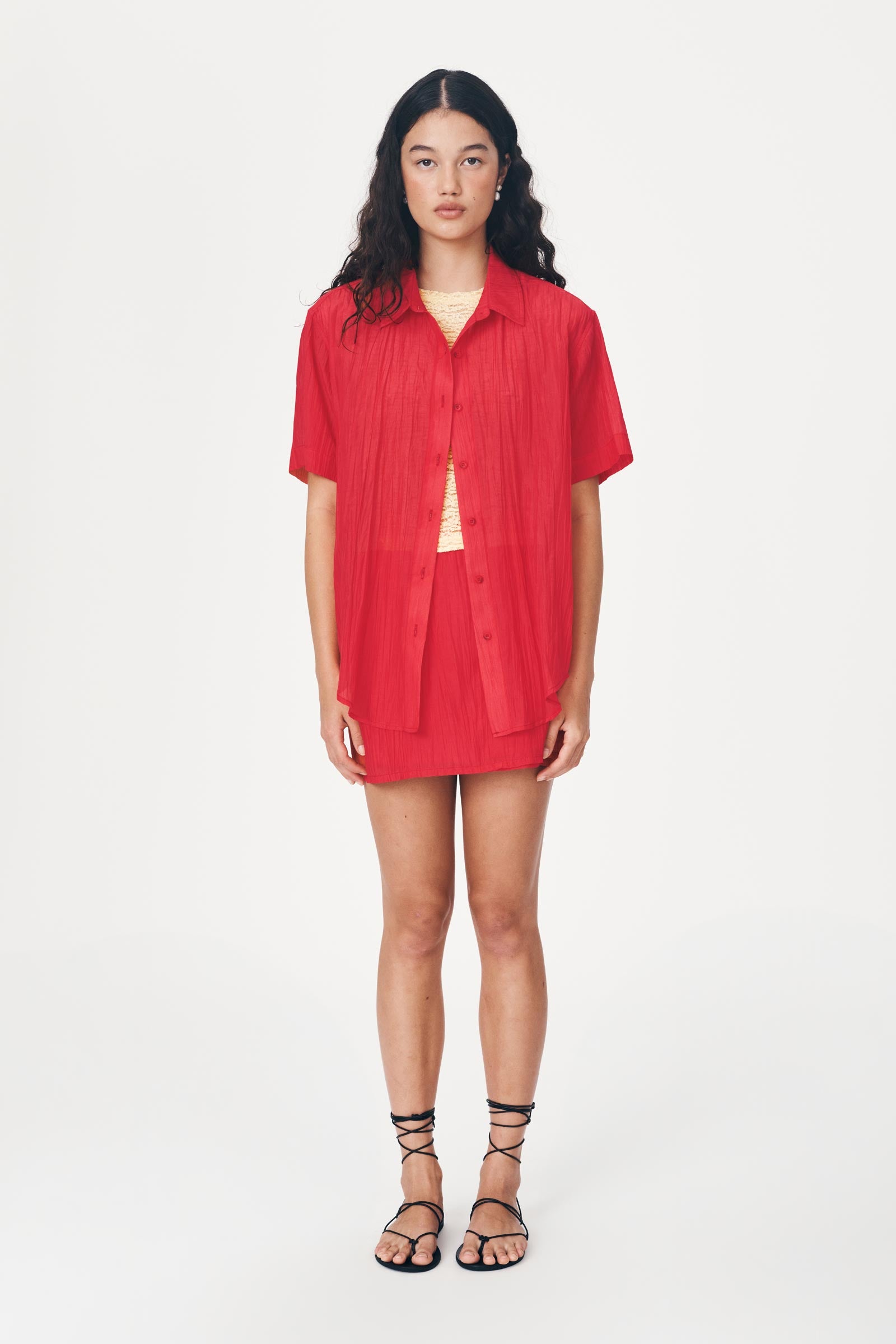 Mason Silk Shirt in True Red | ROWIE Tops – ROWIE The Label