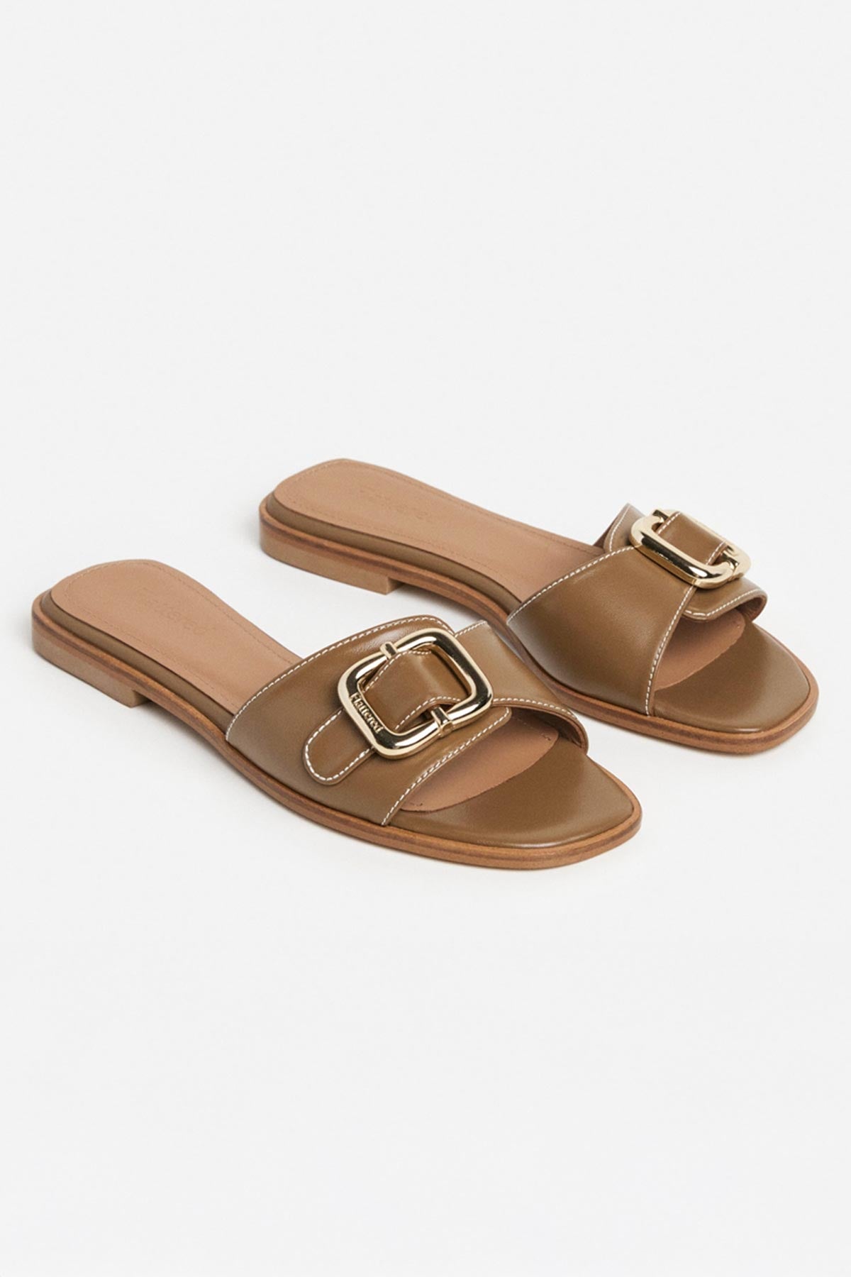 Mimi Leather Slide in Olive | Shop Flattered – ROWIE The Label
