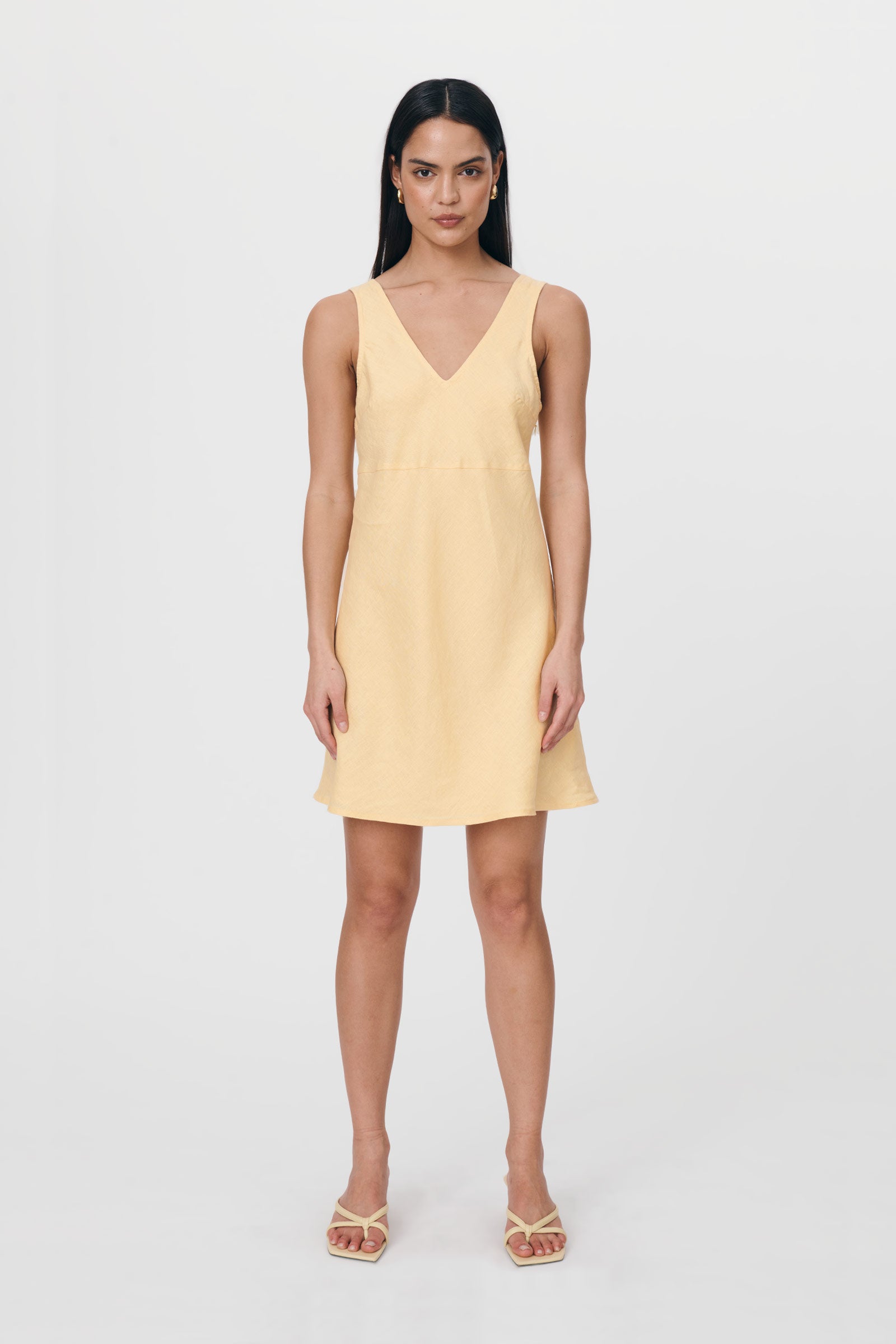 ROWIE The Label - Regina Linen Mini Dress Butter - Dresses