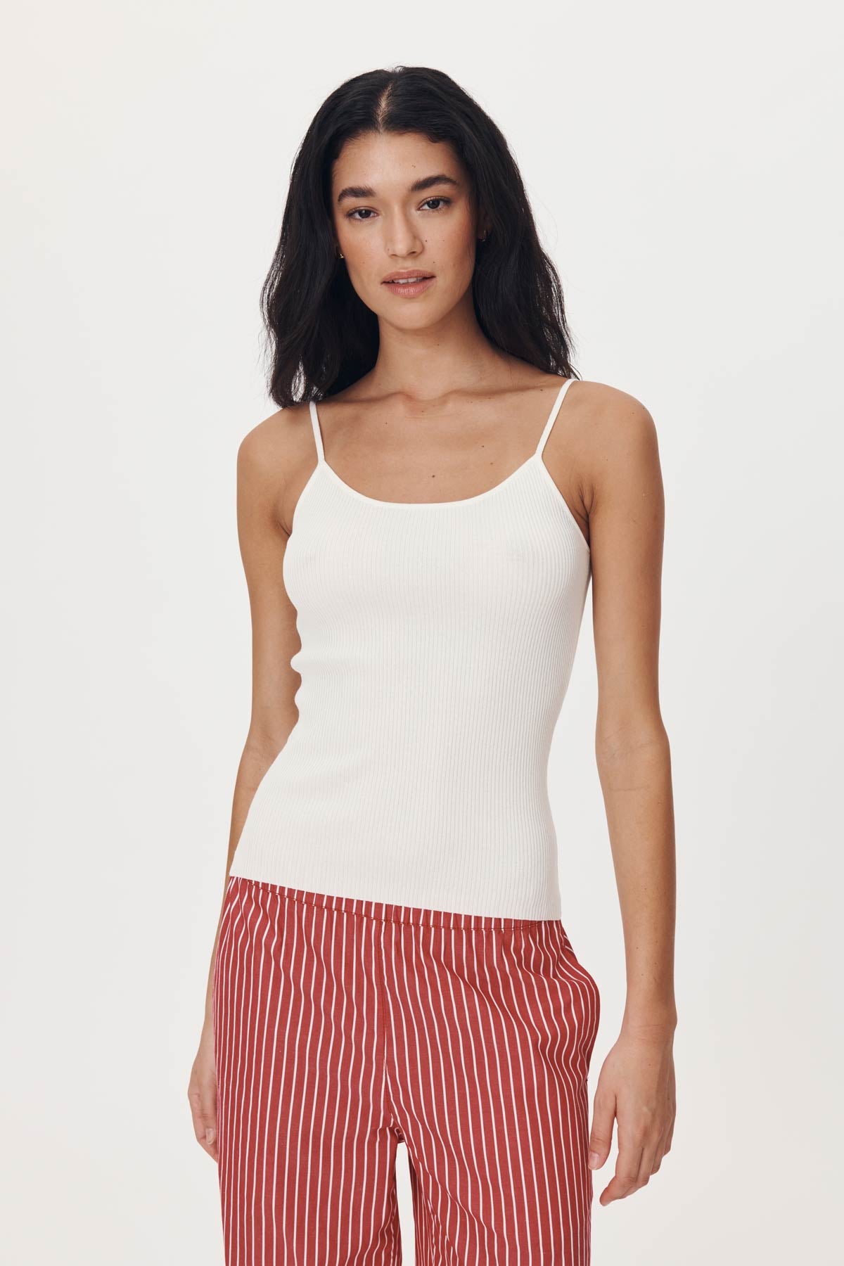 Ruby Rib Knit Singlet in Bone | ROWIE Tops – ROWIE The Label