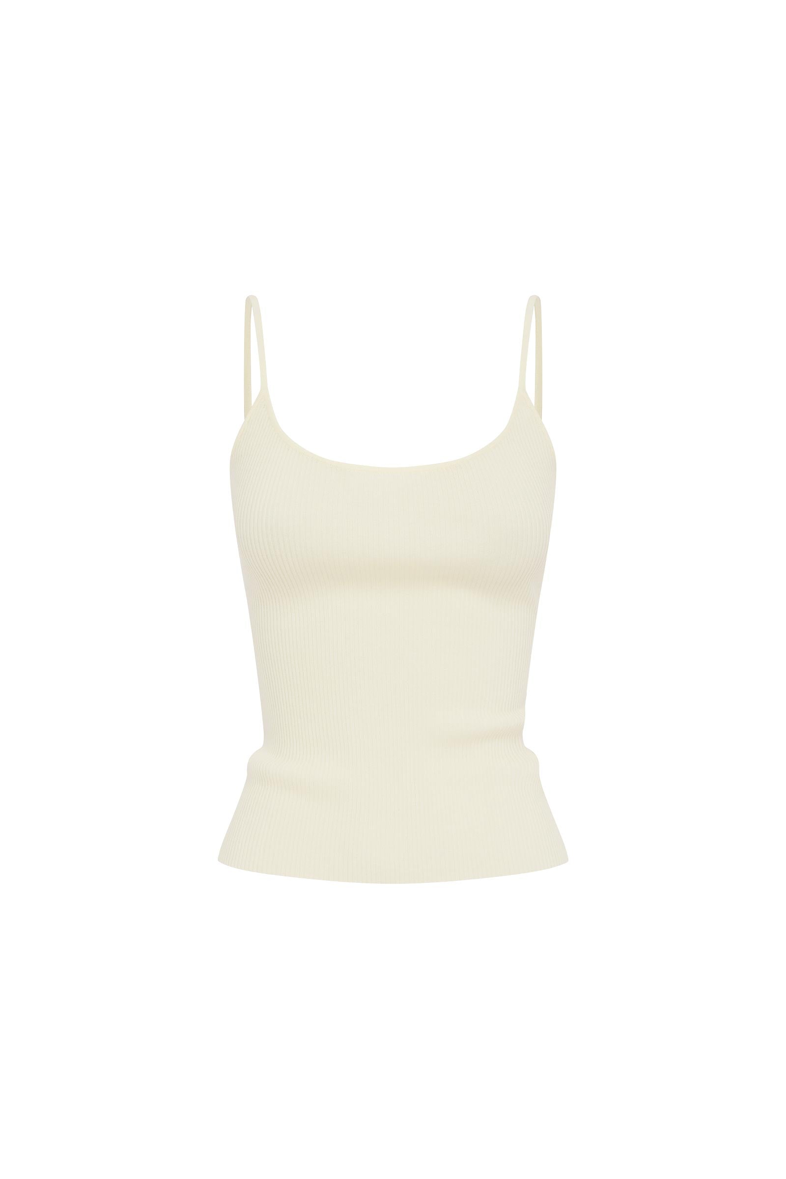 Ruby Rib Knit Singlet in Bone | ROWIE Tops – ROWIE The Label
