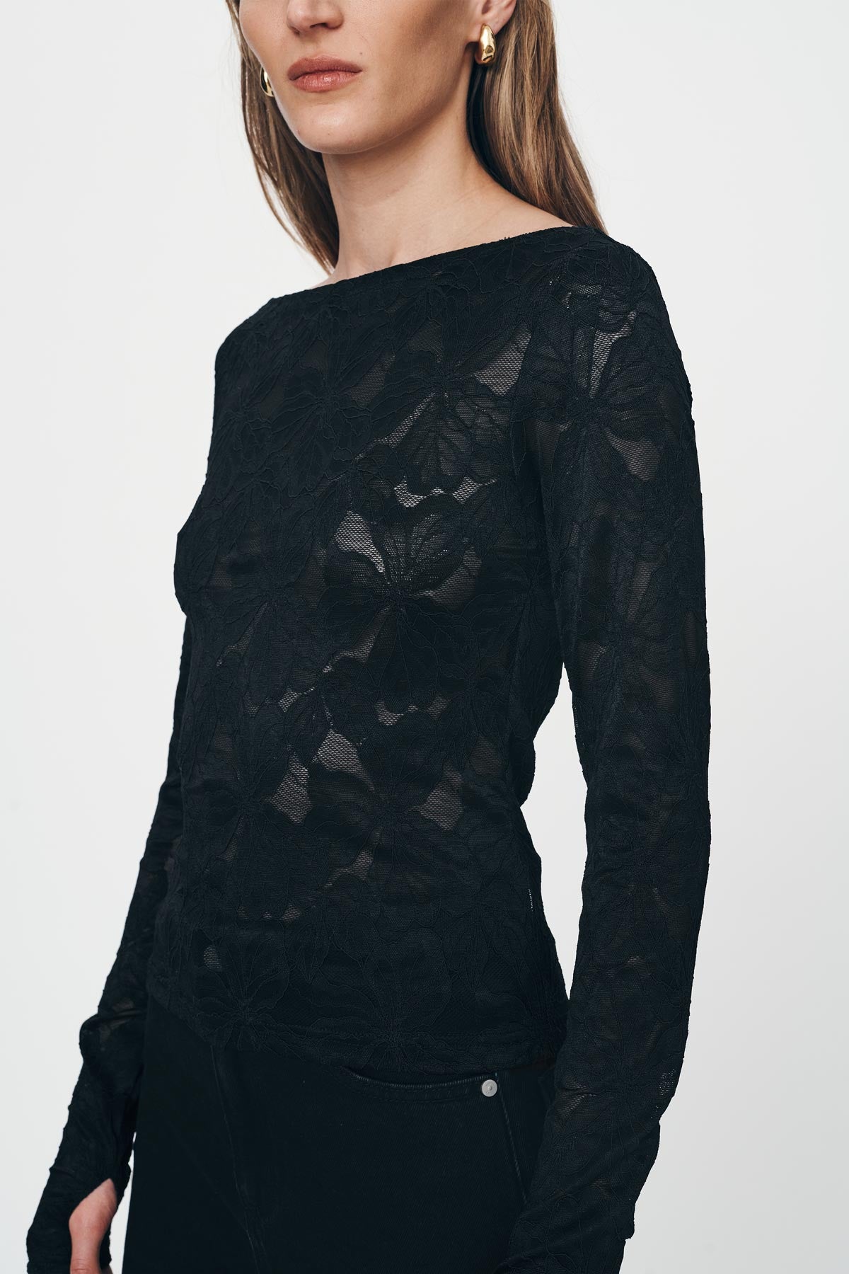 Samantha Lace Top in Noir | ROWIE Tops – ROWIE The Label