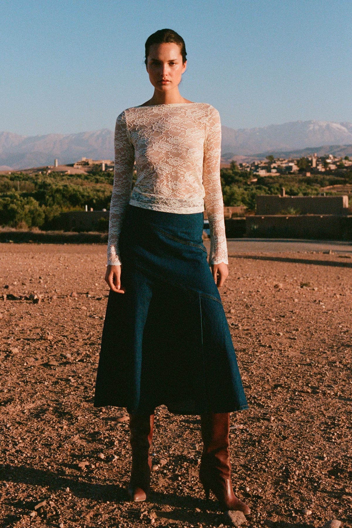 Thea Denim Midi Skirt in Classic Indigo | ROWIE Skirts – ROWIE The Label