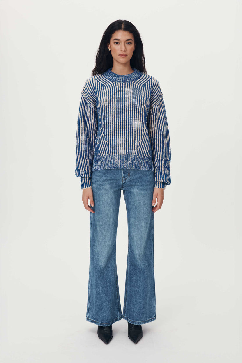 Tish Knit Jumper Cobalt in Creme | ROWIE Knitwear – ROWIE The Label