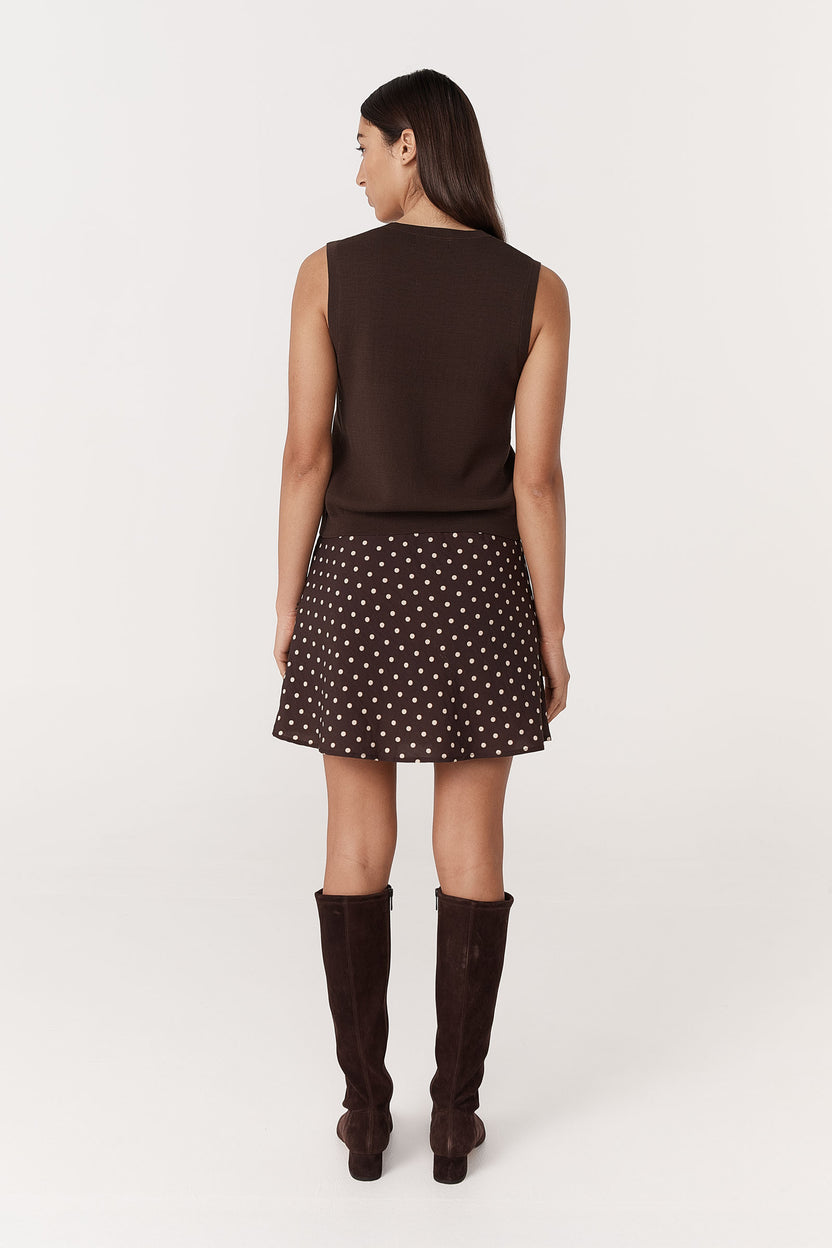 Frannie Silk Mini Skirt Cacao Spot | ROWIE Skirts – ROWIE The Label
